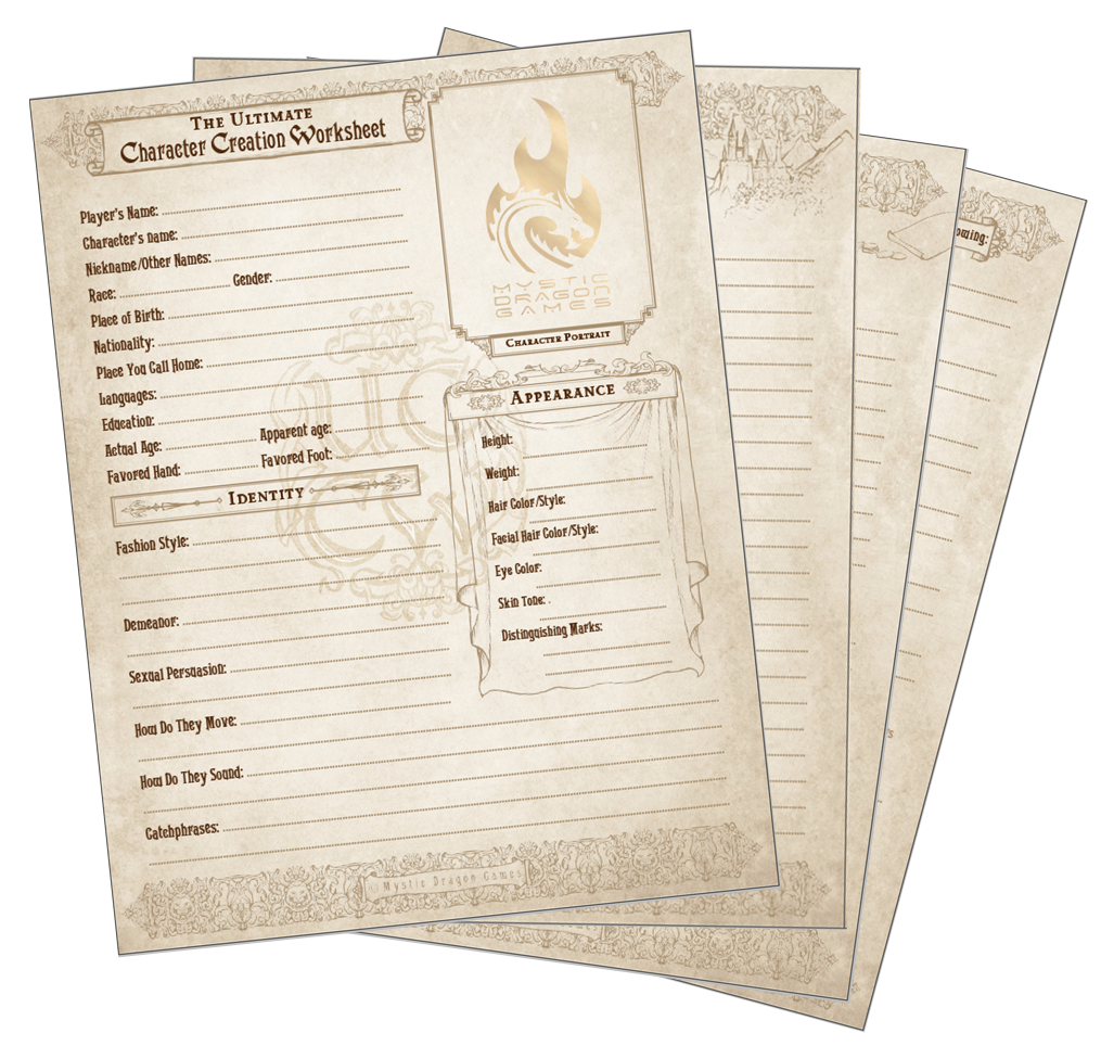 Ultimate Character Creation Worksheet (fillable PDF) – Mystic Dragon Games
